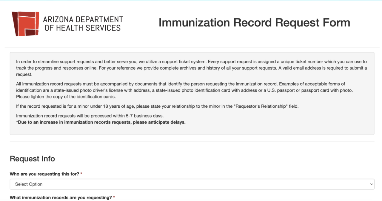 ASIIS Information Record Request Form - Arizona Partnership for ...